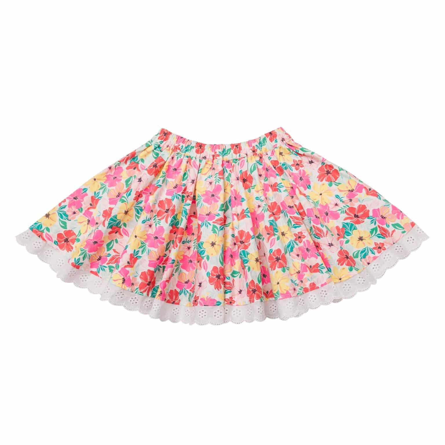 Jupe Coton à Fleurs Roses Et Dentelle Filles 2 14 Ans La Faute à
