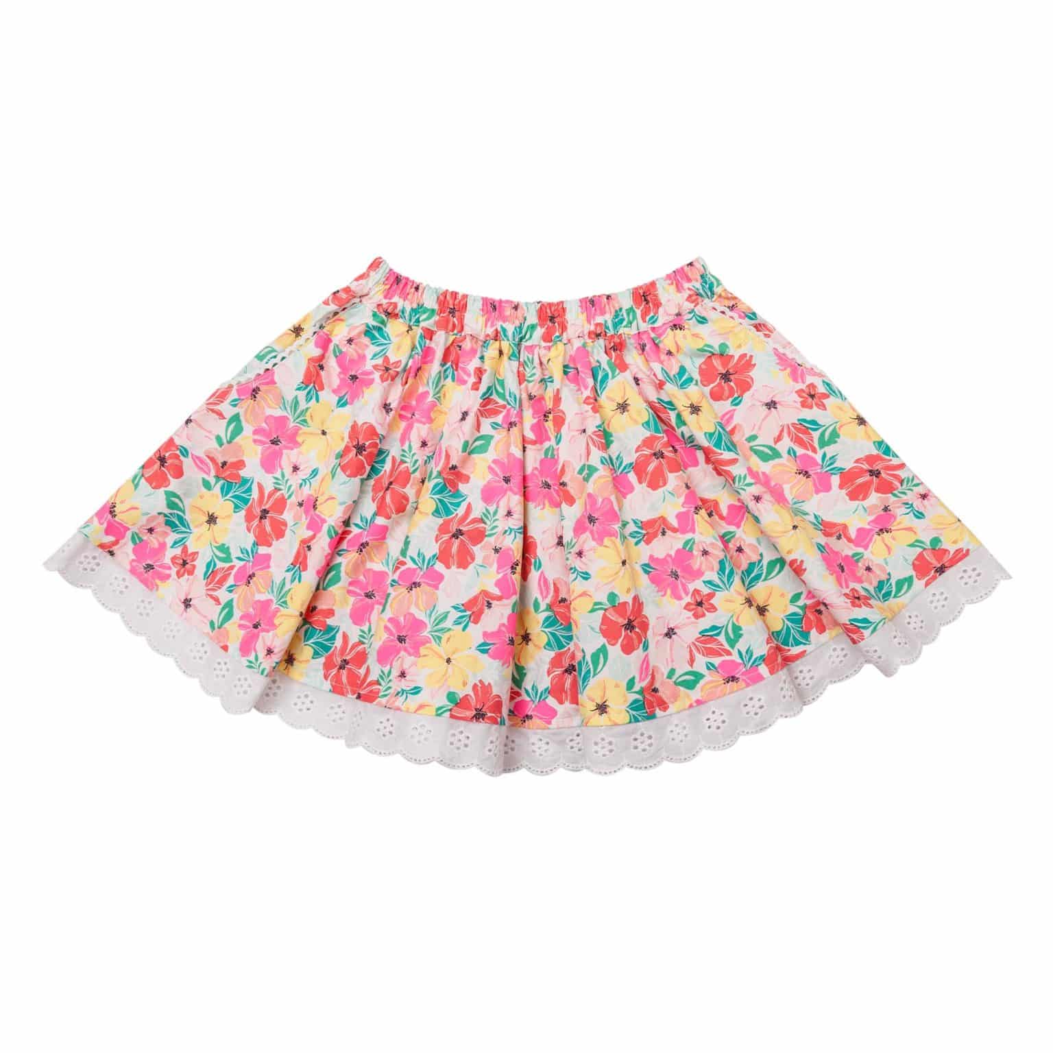 Jupe Coton à Fleurs Roses Et Dentelle Filles 2 14 Ans La Faute à