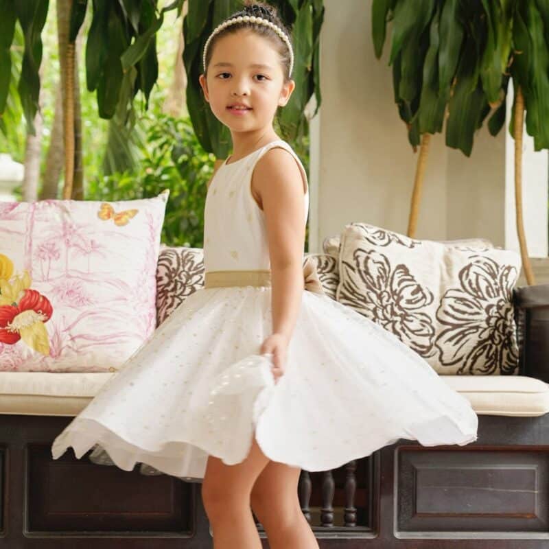Robe Cérémonie | Tulle blanc-or | Fille & Fillette 2-16 ans | La Faute ...